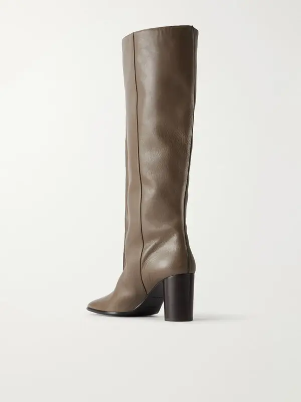 LEMAIRE Crease Leather Knee Boots