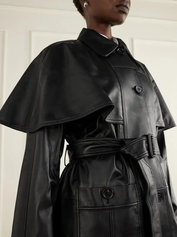 Sea Caitlin Belted Leather Trench Coat