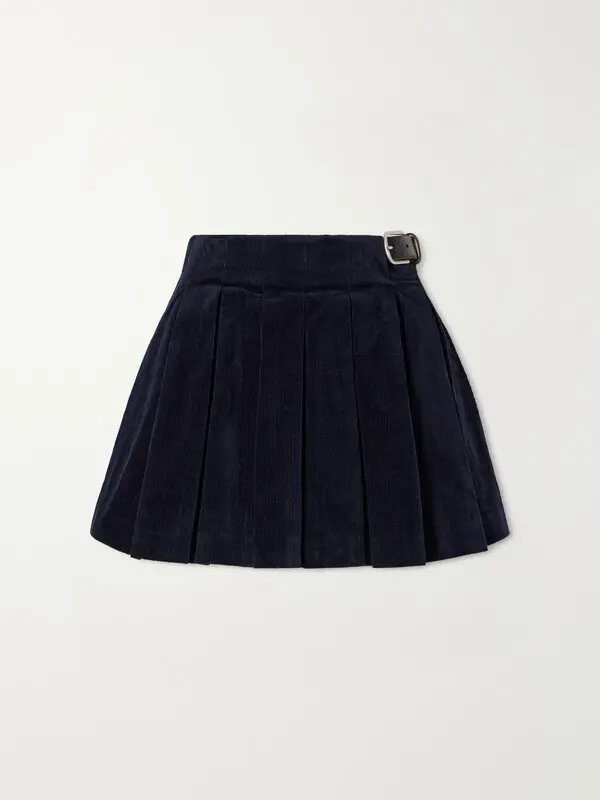 Sea Garrett Pleated Stretch-cotton Corduroy Mini Skirt - Blue