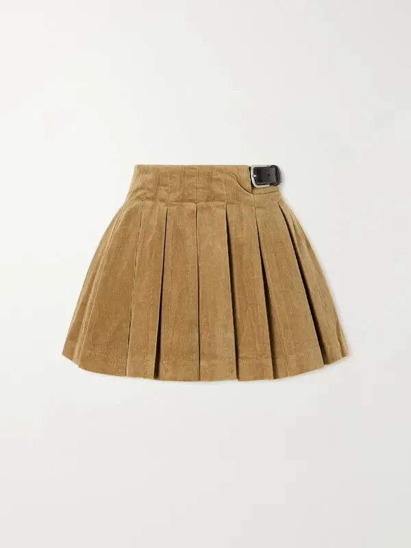 Sea Garrett Pleated Stretch-cotton Corduroy Mini Skirt - Brown