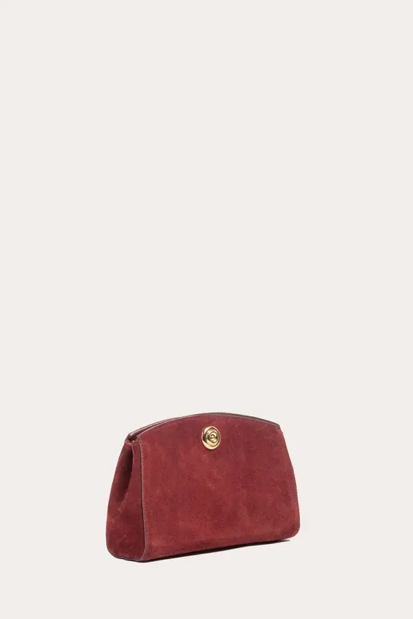LIFFNER Pushlock Clutch Maroon Suede