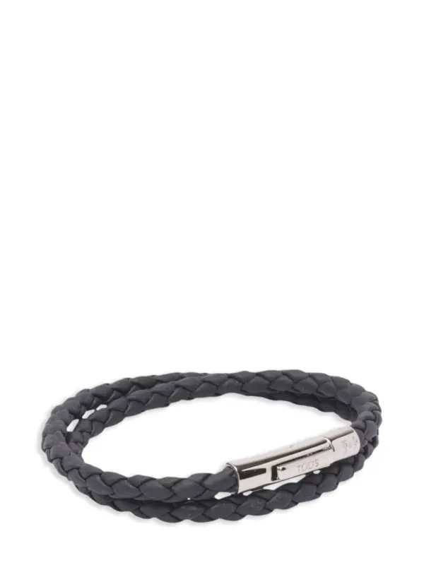 TOD'S Braided Leather Logo Bracelet - Blue