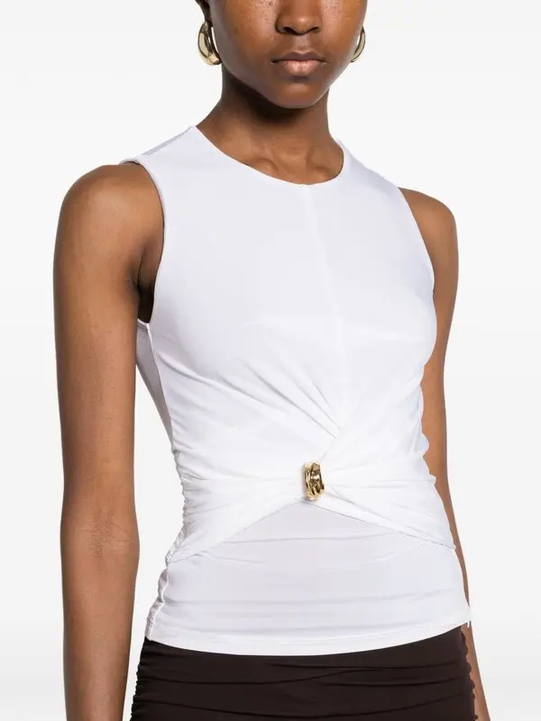 Elisabetta Franchi Sleeveless Top With Knot Detail - White
