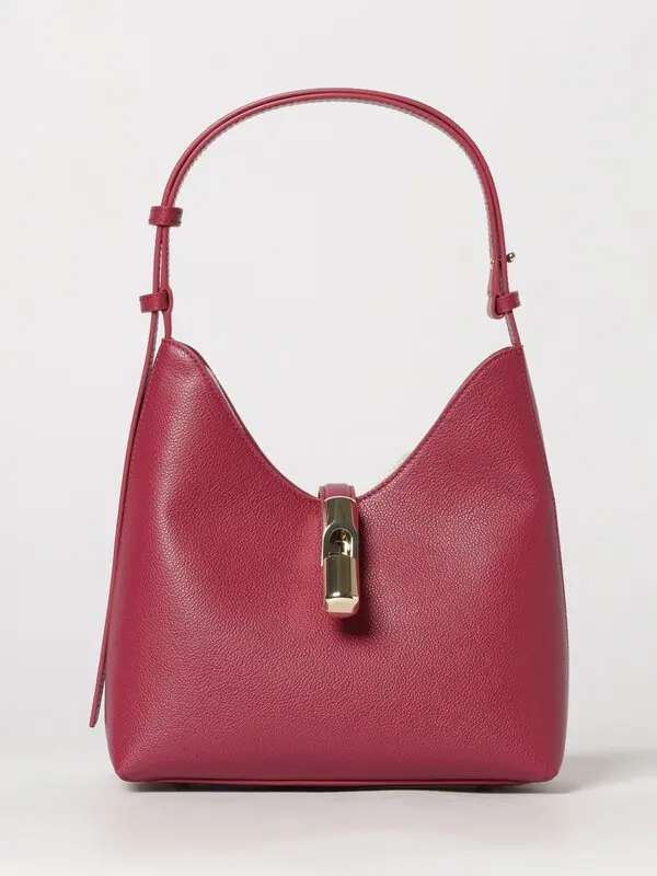 Furla Goccia Grained Shoulder Bag With Snap Closure - Leather