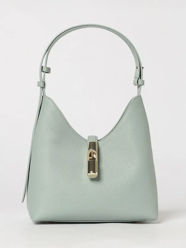 Furla Goccia Grained Shoulder Bag With Snap Closure - Sky