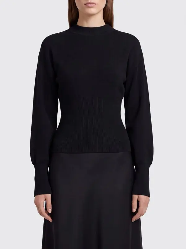 ANINE BING Viscose Blend Crewneck Sweater With Long Sleeves And Ribbed Trims - Black