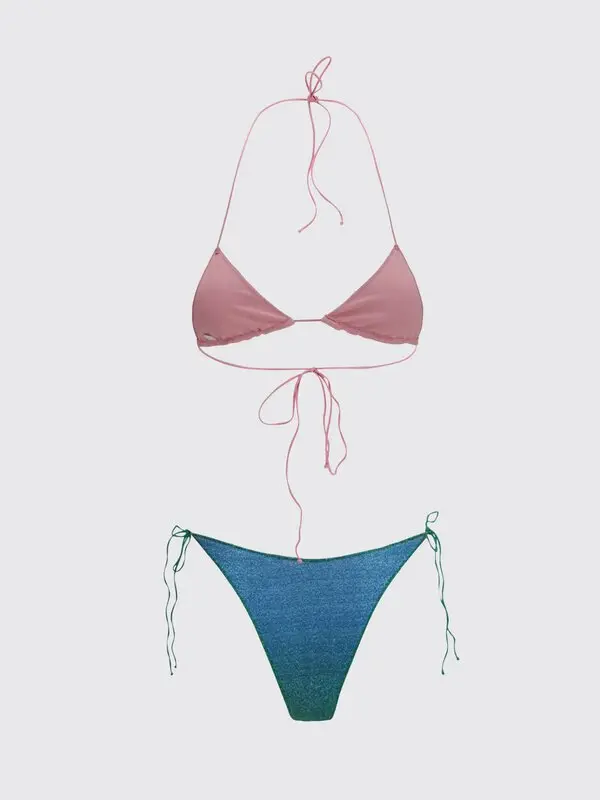 Oseree Lurex Zebra Print Triangle Bikini - Pink