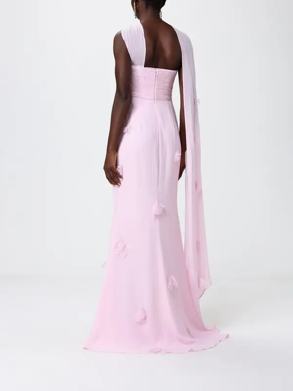 SELF-PORTRAIT Long Chiffon Dress With Applied Flowers
