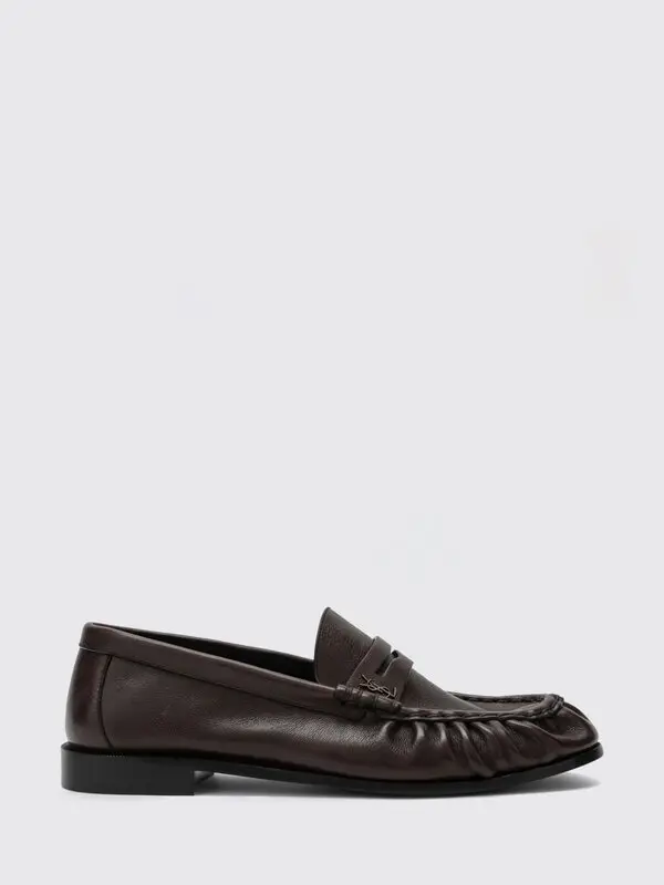 Saint Laurent Le Loafer Penny Loafers In Calfskin With Monogram - Brown