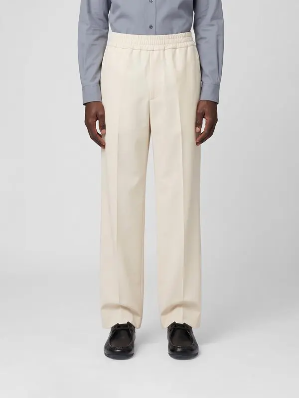 JIL SANDER Cotton Blend Stretch Wide Leg Trousers