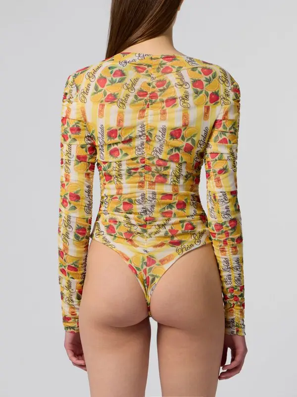 Philipp Plein Long Sleeve Ruched Printed Top