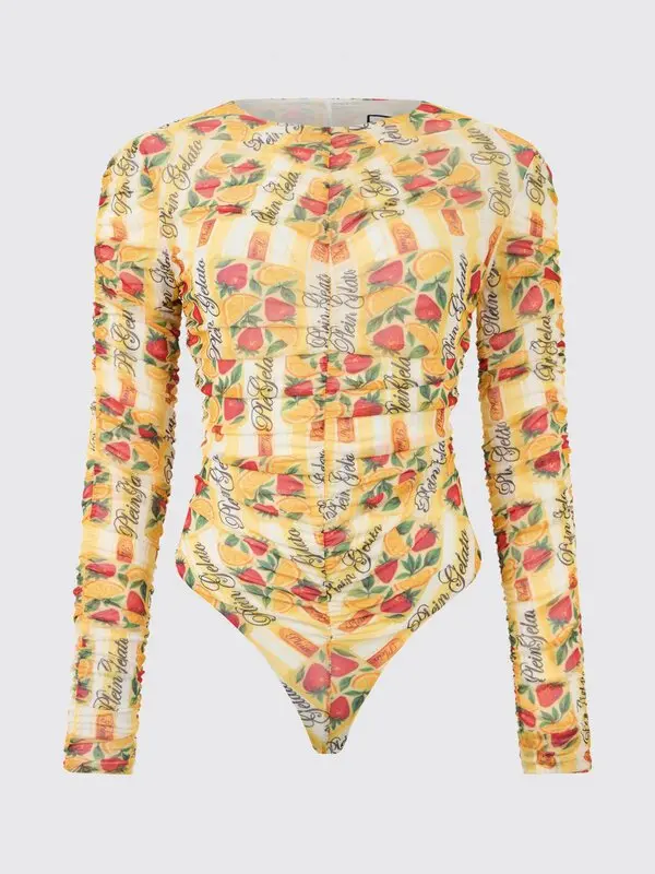 Philipp Plein Long Sleeve Ruched Printed Top