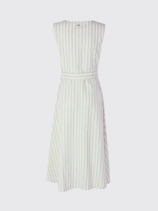 Barbour Striped Cotton A-line Midi Dress With Tie Waist - Mint