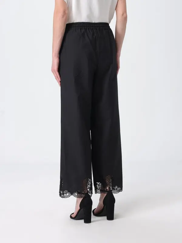 Liu Jo Cotton Palazzo Trousers With Lace Inserts