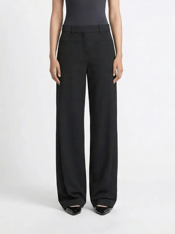 COURREGES Wide-leg Crepe Trousers - Black