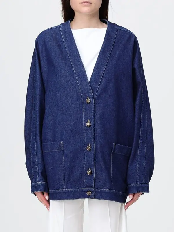 Giorgio Armani Single-breasted Denim Jacket With V-neck And Patch Pockets