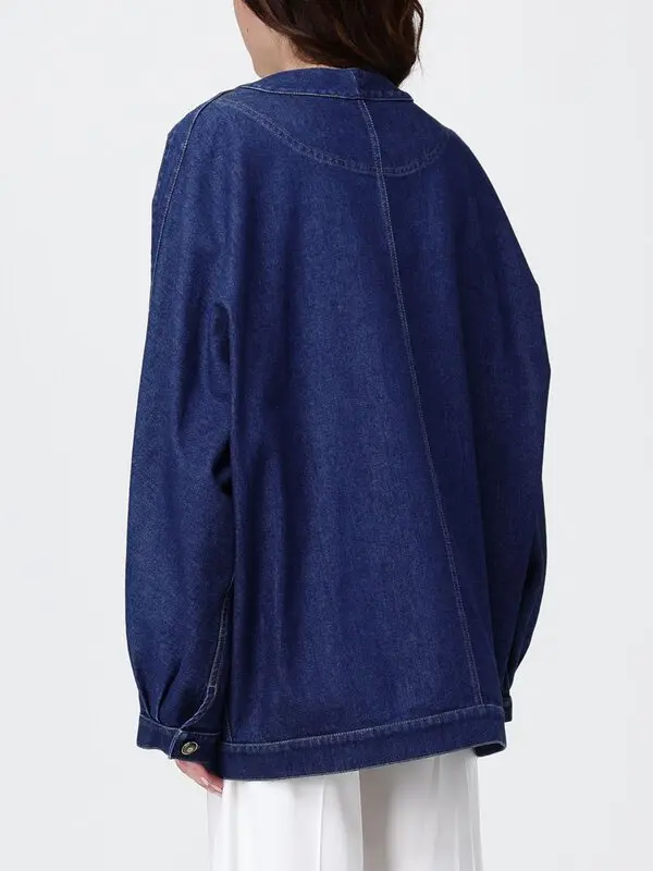 Giorgio Armani Single-breasted Denim Jacket With V-neck And Patch Pockets