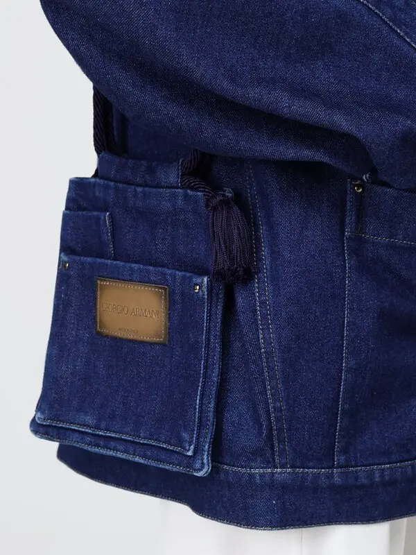 Giorgio Armani Single-breasted Denim Jacket With V-neck And Patch Pockets