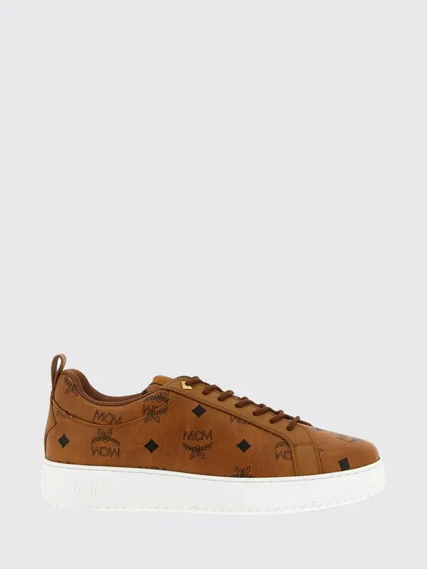 Mcm Coated Cotton Sneakers With Printed Logo