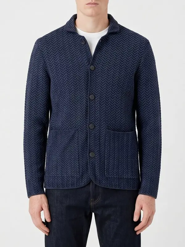 Giorgio Armani Single-breasted Blazer In Chevron Viscose