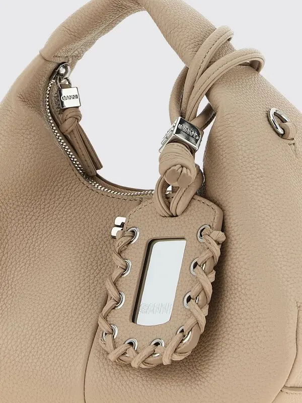 GANNI Mini Recycled Leather Hobo Bag With Butterfly Logo And Charm