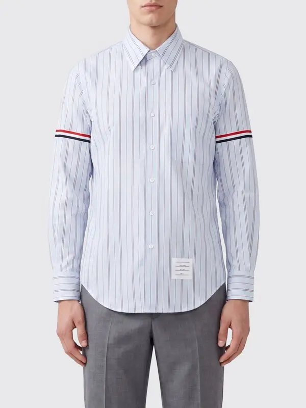 Thom Browne Striped Cotton Shirt With Button-down Collar