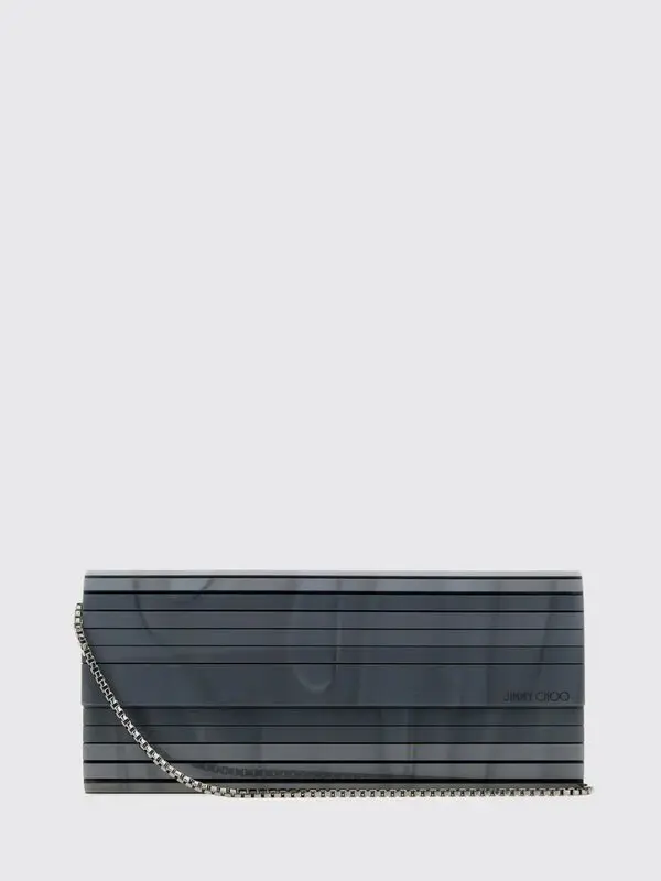 JIMMY CHOO Sweetie Clutch In Marbled Resin With A Chain Shoulder Strap - Grey