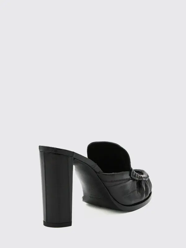 Saint Laurent Le Loafer High-heeled Mules In Eel Leather With Monogram
