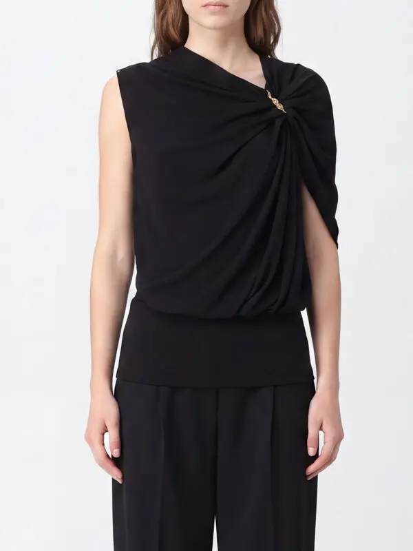 Sportmax Draped One-shoulder Viscose Top - Black