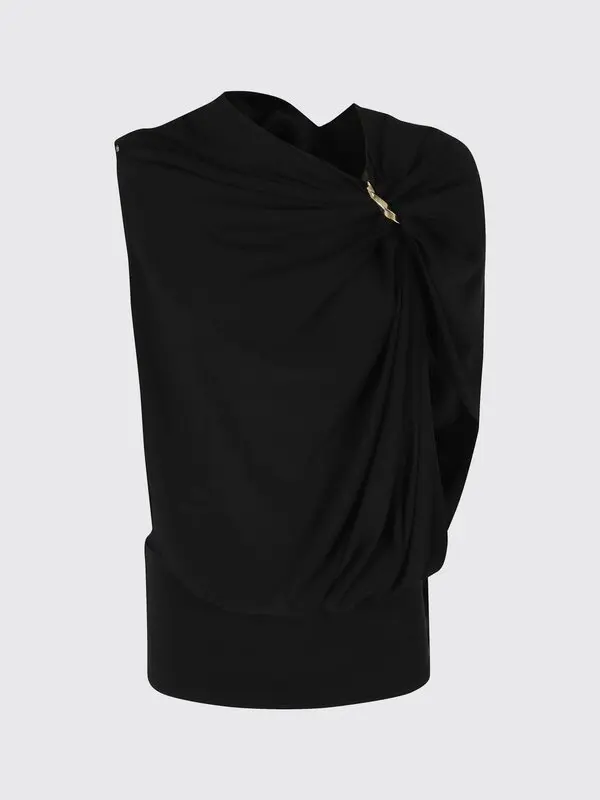 Sportmax Draped One-shoulder Viscose Top - Black