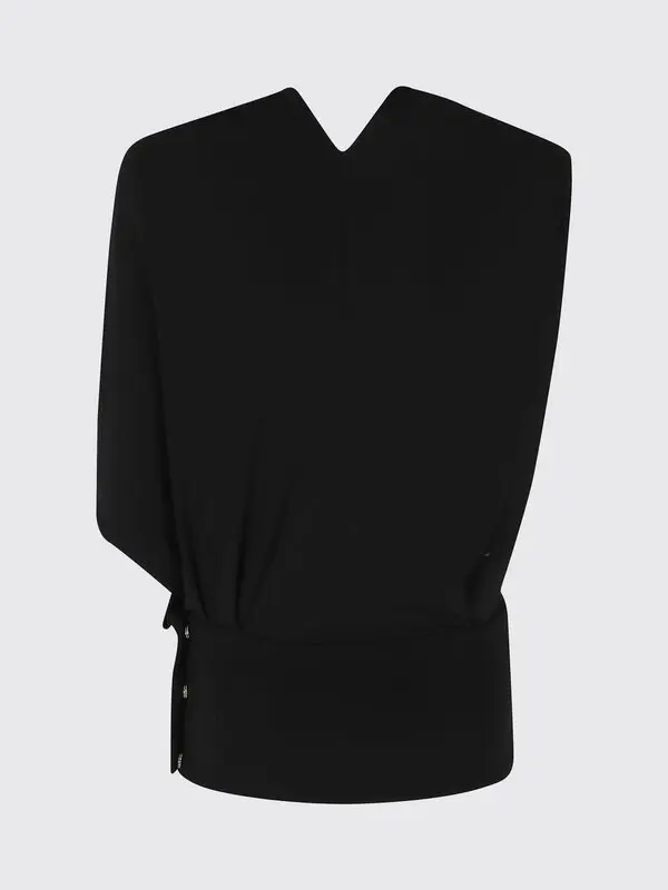 Sportmax Draped One-shoulder Viscose Top - Black