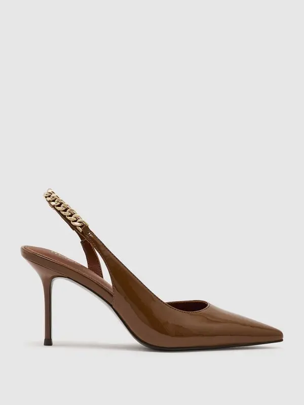 REISS Patent-leather Chain-slingback Heels
