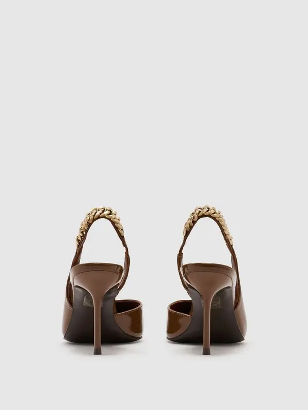 REISS Patent-leather Chain-slingback Heels