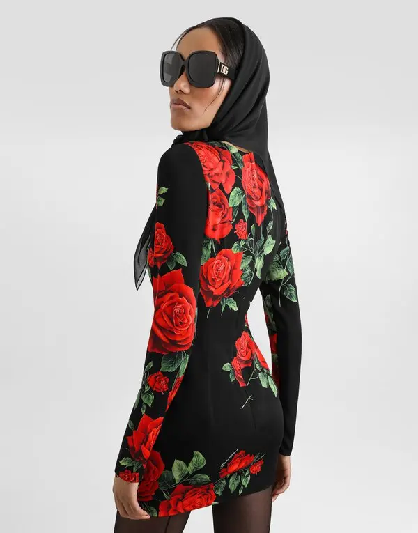 Dolce & Gabbana Rose-print Charmeuse Dress Dresses
