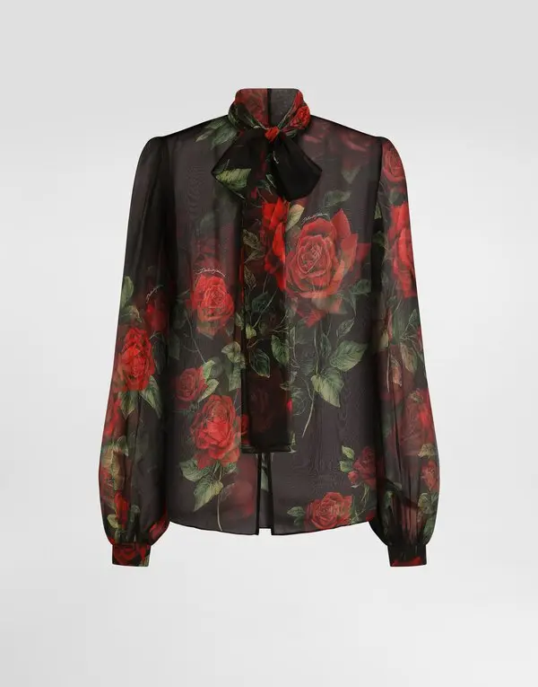 Dolce & Gabbana Rose-print Chiffon Blouse Collection - Multicolor
