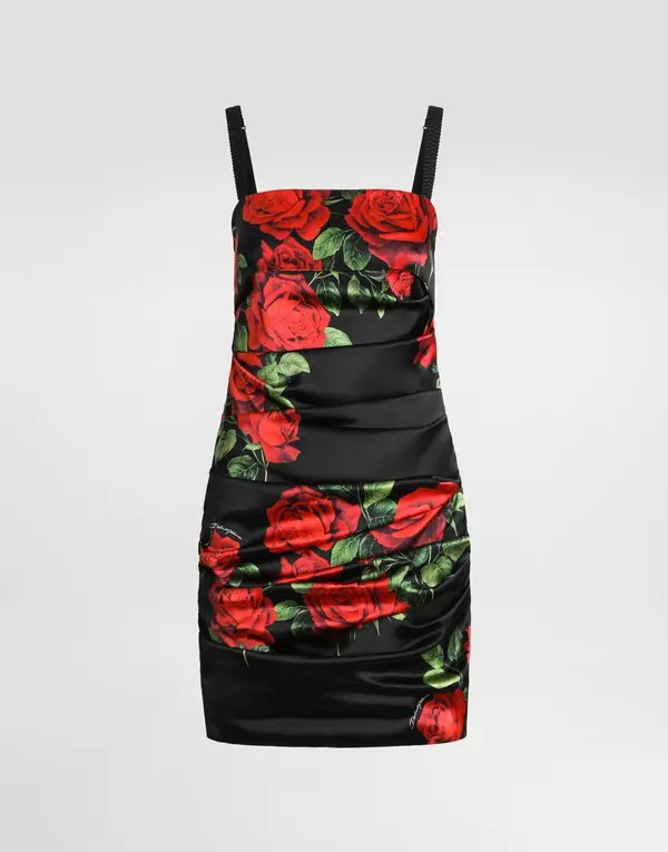 Dolce & Gabbana Rose-print Satin Dress Collection - Multicolor