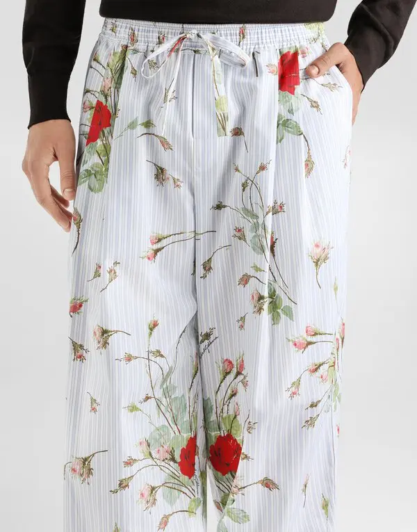 Dolce & Gabbana Rose-print Poplin Vanity Trousers - Multicolor