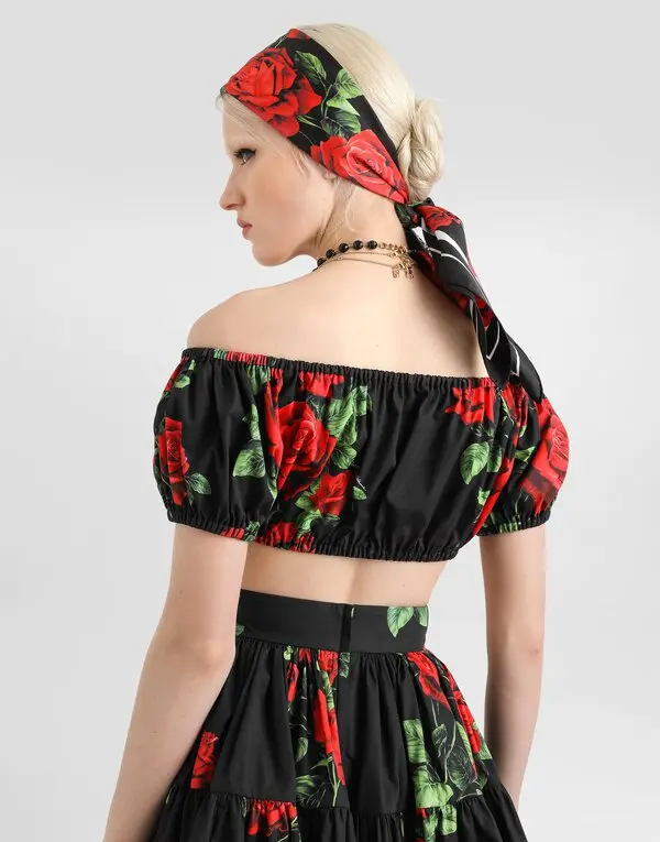Dolce & Gabbana Rose-print Poplin Top Collection