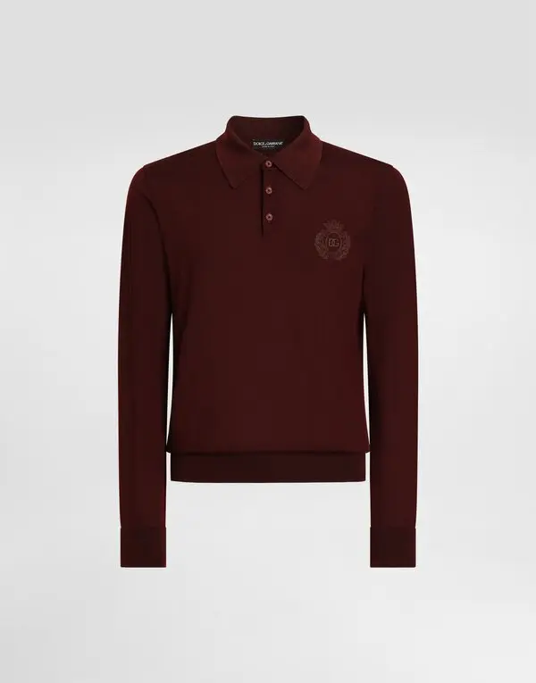 Dolce & Gabbana Knit Polo Shirt With Embroidery Sweaters And Cardigans - Purple