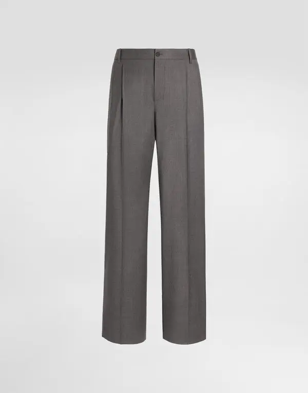 Dolce & Gabbana Flannel Pleated Trousers - Grey
