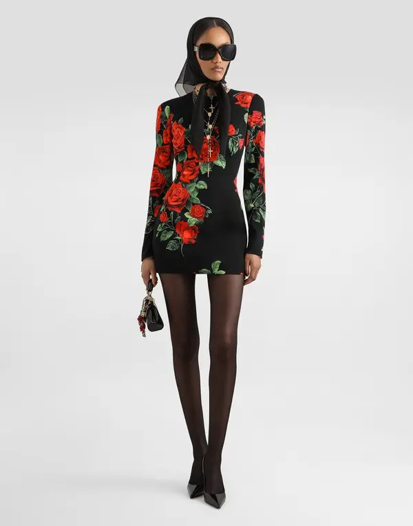 Dolce & Gabbana Rose-print Charmeuse Dress Collection