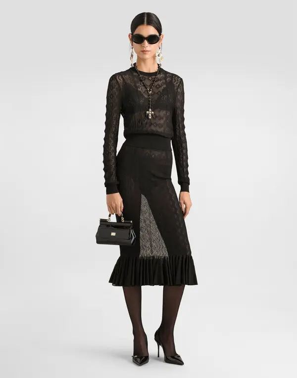 Dolce & Gabbana Lace-stitch Knit Skirt Collection