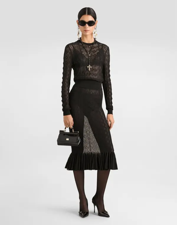 Dolce & Gabbana Lace-stitch Knit Skirt