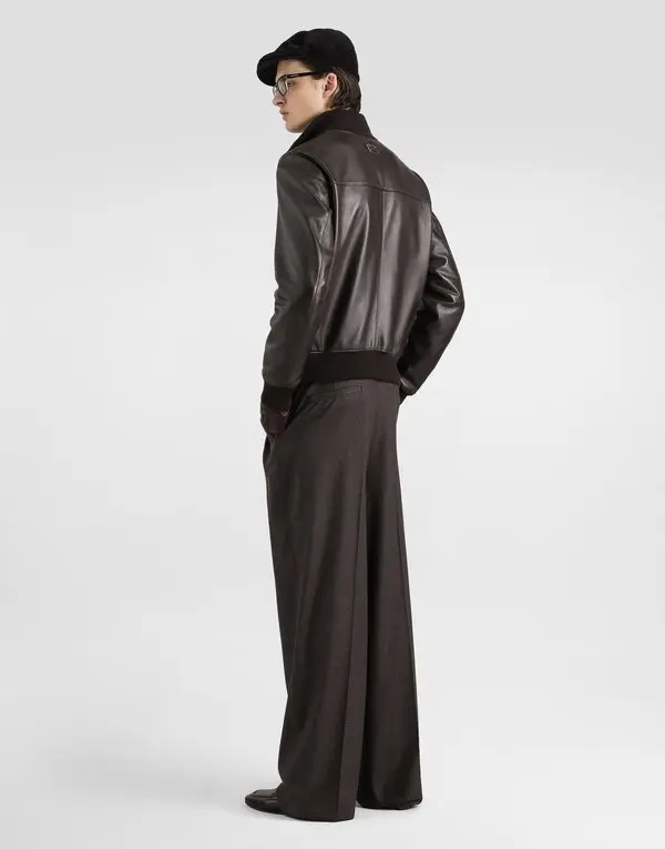 Dolce & Gabbana Lambskin Bomber Jacket Coats And Jackets Brown