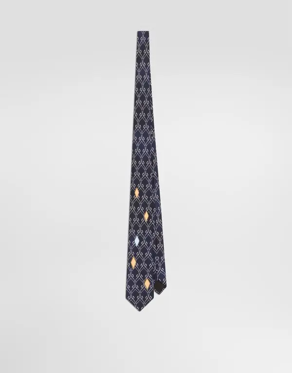 Dolce & Gabbana Vintage-print Twill Neck Tie - Blue