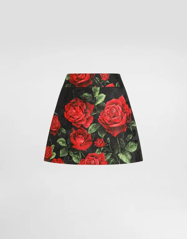 Dolce & Gabbana Rose-print Brocade Skirt Collection