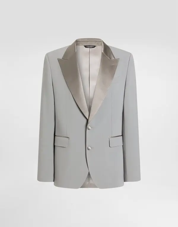 Dolce & Gabbana Sicilia Light Single-breasted Micro-rib Tuxedo Jacket Suits And Blazers Gray