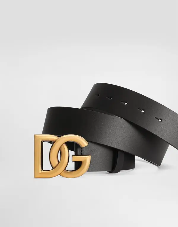 Dolce & Gabbana Lux Leather Belt With Crossover Dg Logo Buckle Belts Multi-colored Leather