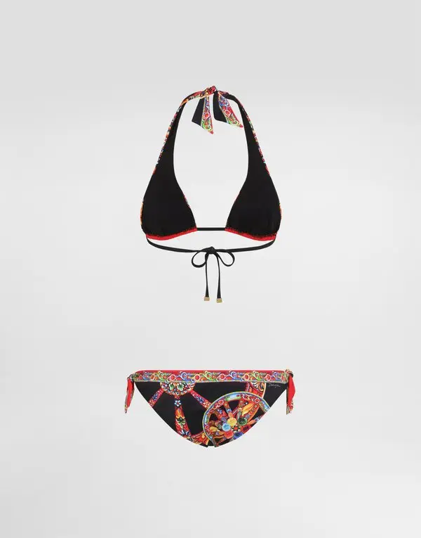 Dolce & Gabbana Carretto Print Triangle Bikini