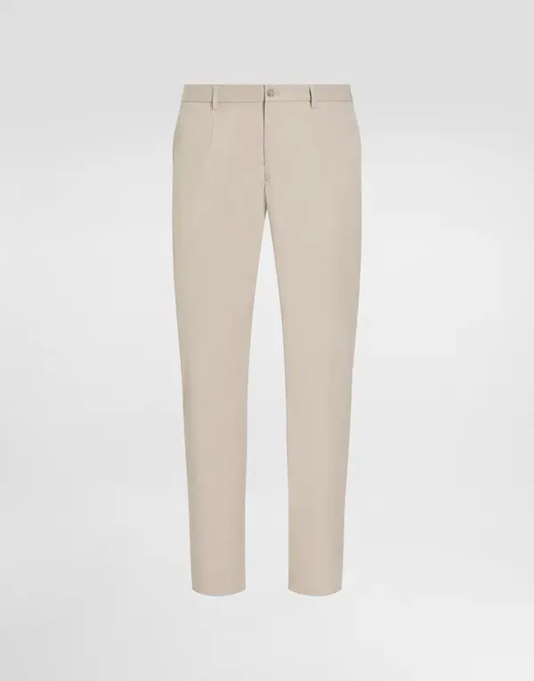 Dolce & Gabbana Tailored Stretch Cotton Twill Trousers - Beige
